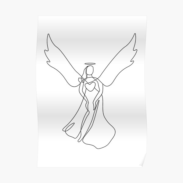 "angel one line drawing" Poster for Sale by createup | Redbubble
