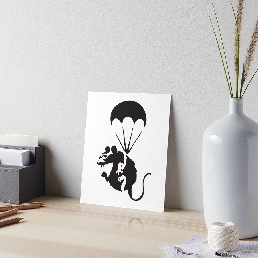 Banksy Rat With Parachute And Nuclear War Spy Glasses Graffiti Street Art With Banksy Signature