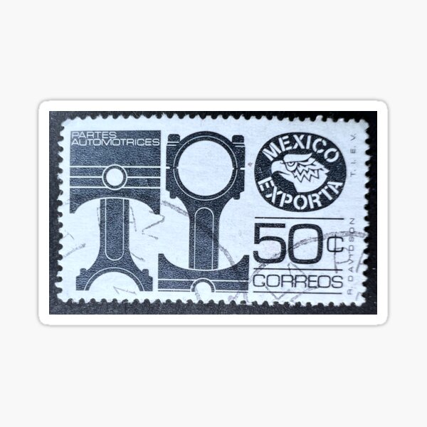 "Pistons Mexico Exporta, Correos Vintage Postage Stamp" Sticker by ...