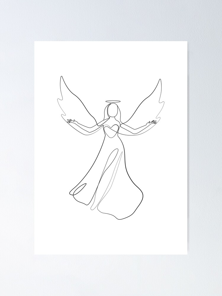 "Angel one line drawing feminime" Poster for Sale by createup | Redbubble