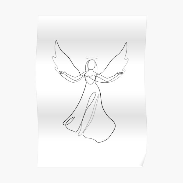 "Angel one line drawing feminime" Poster for Sale by createup | Redbubble
