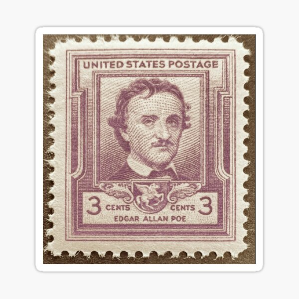 "Edgar Allan Poe 1949 USA Vintage Postage Stamp, Scott 986" Sticker for ...