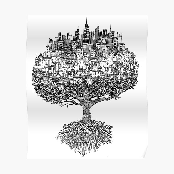 "City Roots Drawing Graphic Design Art Artwork" Poster for Sale by ...