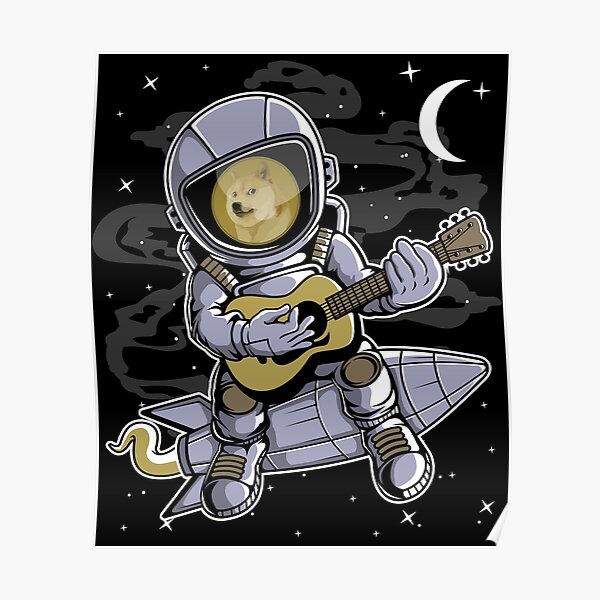 "Astronaut Guitar DogeCoin DOGE To The Moon Crypto Token Cryptocurrency ...
