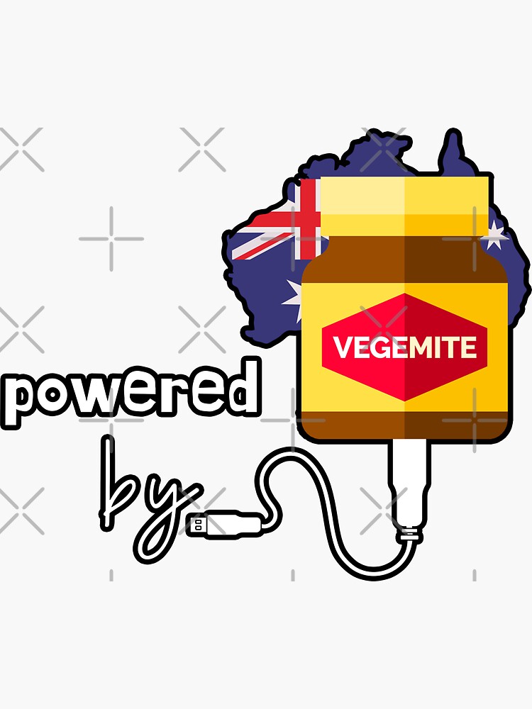"Powered by Vegemite" Sticker for Sale by leBoosh-Designs | Redbubble