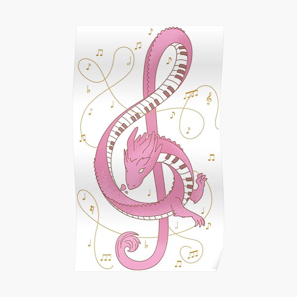 "Pink Song Dragon - G Clef Dragon " Poster for Sale by Artrographic ...