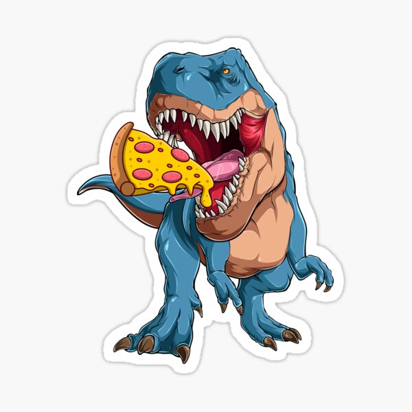 "Dinosaur Eating Pizza Pizzasaurus T-Rex Pizza Lovers" Sticker for Sale ...