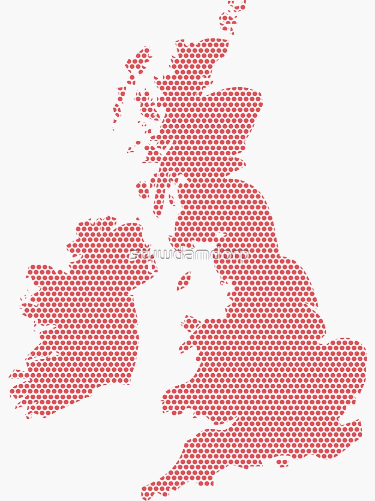 "UK map made of red dots." Sticker for Sale by stuwdamdorp | Redbubble