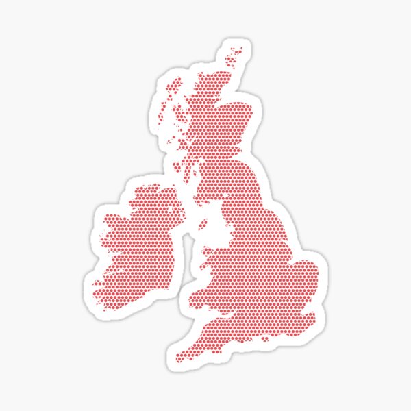 "UK map made of red dots." Sticker for Sale by stuwdamdorp | Redbubble