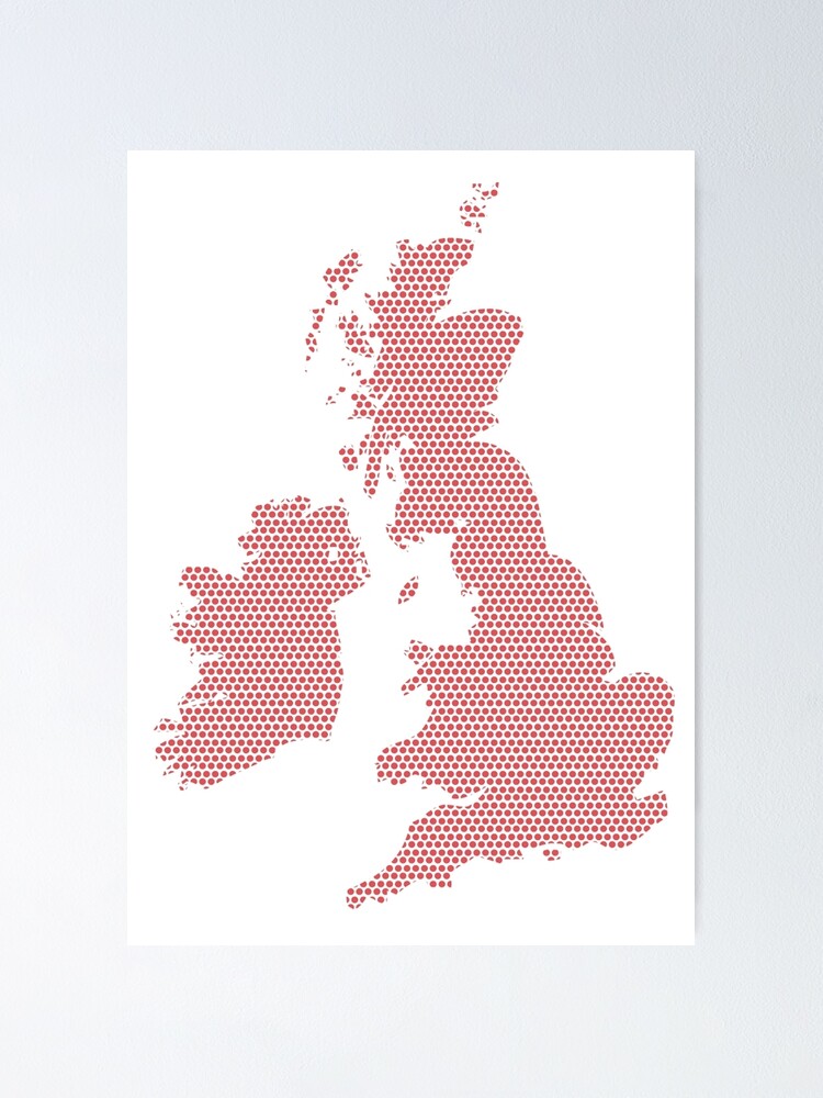 "UK map made of red dots." Poster for Sale by stuwdamdorp | Redbubble