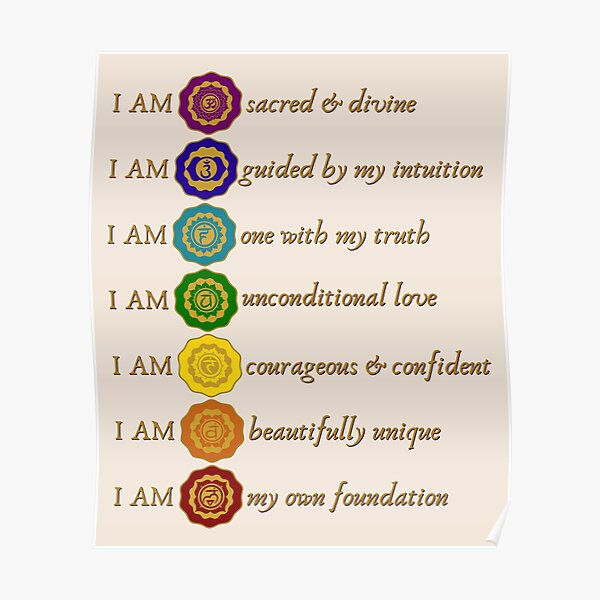 "I AM CHAKRA AFFIRMATIONS" Poster for Sale by MercurialMKB | Redbubble