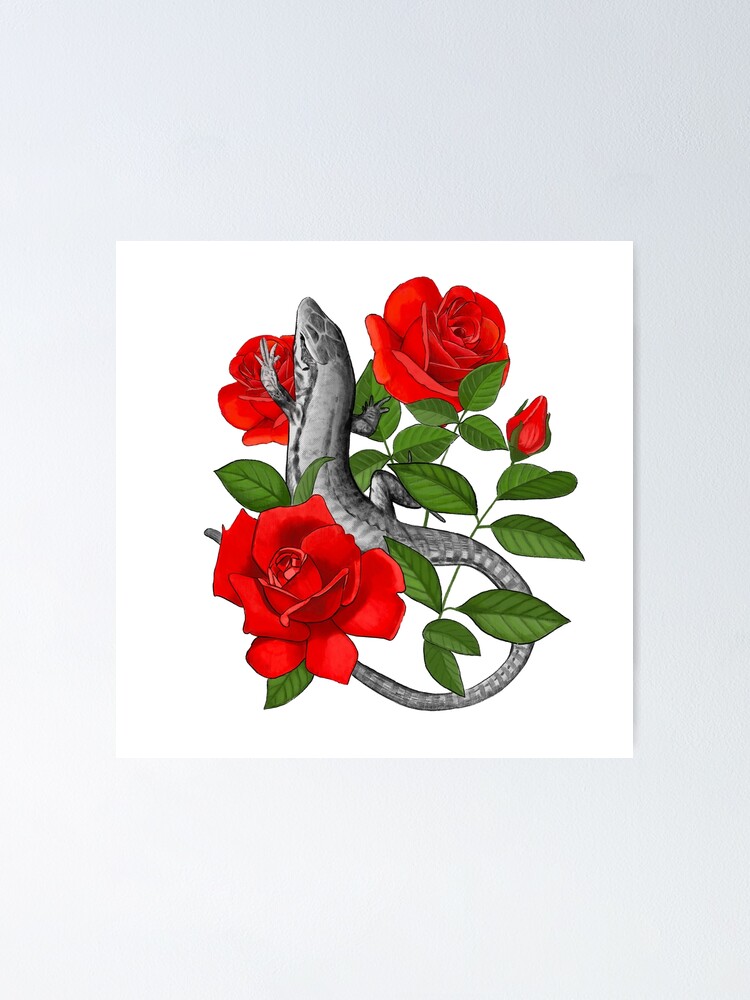 "Rose Lizard" Poster for Sale by Kirsike | Redbubble