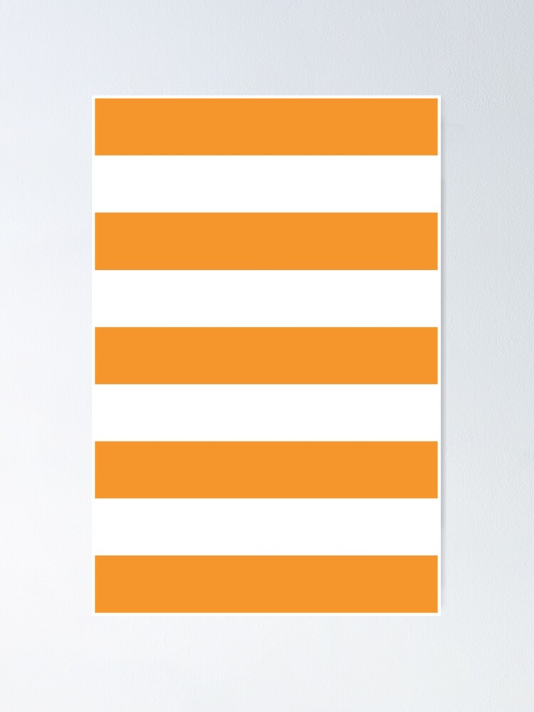 "Medium ORANGE and WHITE Horizontal STRIPES" Poster by RachelMacht ...