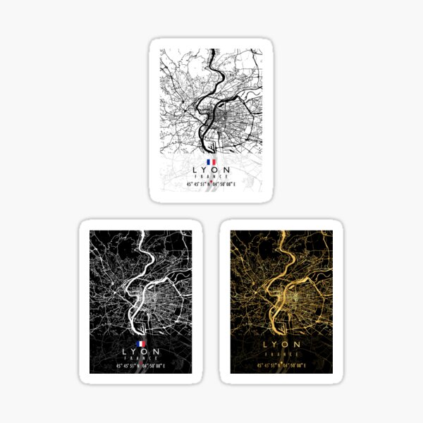 "LYON MAP FRANCE Sticker Pack" Sticker for Sale by hatimelhag | Redbubble