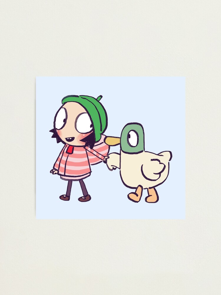Lámina fotográfica «Dibujo a Sarah y el pato tomados de la mano / Sarah ...
