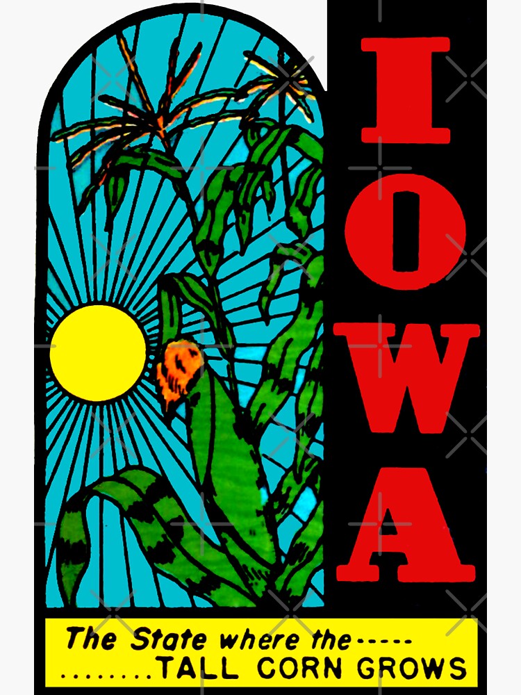 "Iowa IA State Tall Corn Vintage Travel Decal" Sticker for Sale by ...