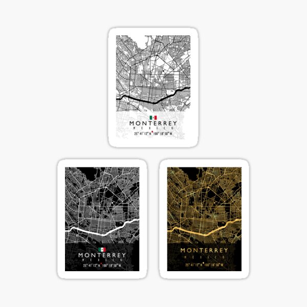 "MONTERREY MAP MEXICO Sticker Pack" Sticker by hatimelhag | Redbubble