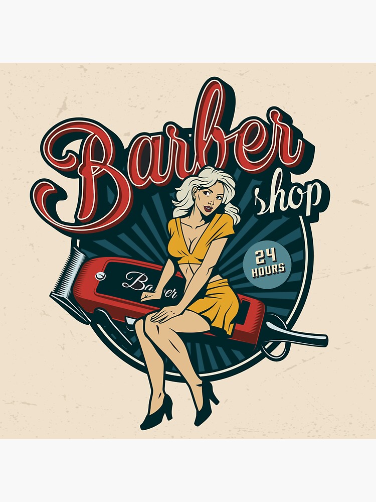 "Poster Barber shop Pin-Up retro" Sticker by PinUp-King | Redbubble