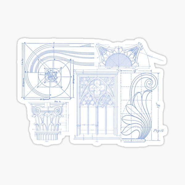 "Architectural Blueprint" Sticker for Sale by LittleVixen | Redbubble