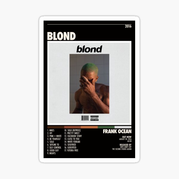 "Frank Ocean Poster - Blond Tracklist Posters Album - Album Cover ...