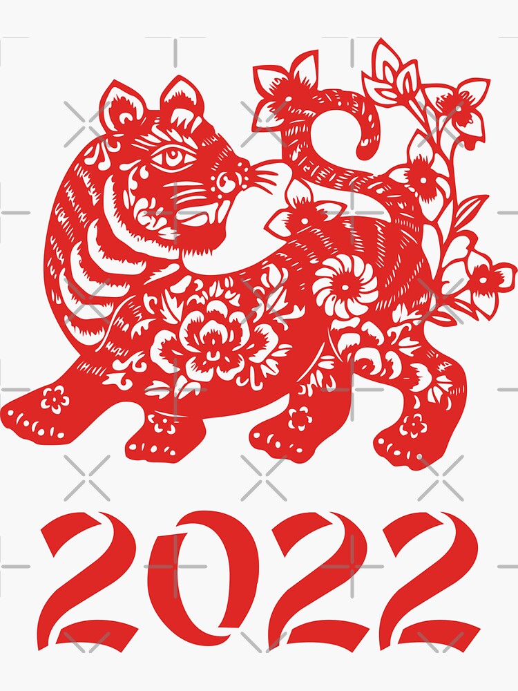"Chinese red tiger for new year 2022" Sticker for Sale by Byfab | Redbubble