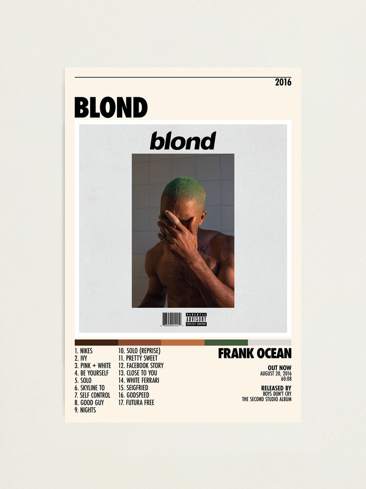 "Frank Ocean Poster - Blond Tracklist Posters Album -Album Cover Poster ...