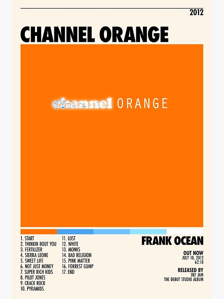 "Channel Orange Tracklist Posters Album - Album Cover Poster | Poster ...