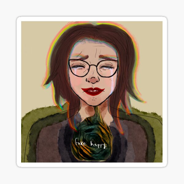 "Fake Happy" Sticker for Sale by LTAI | Redbubble