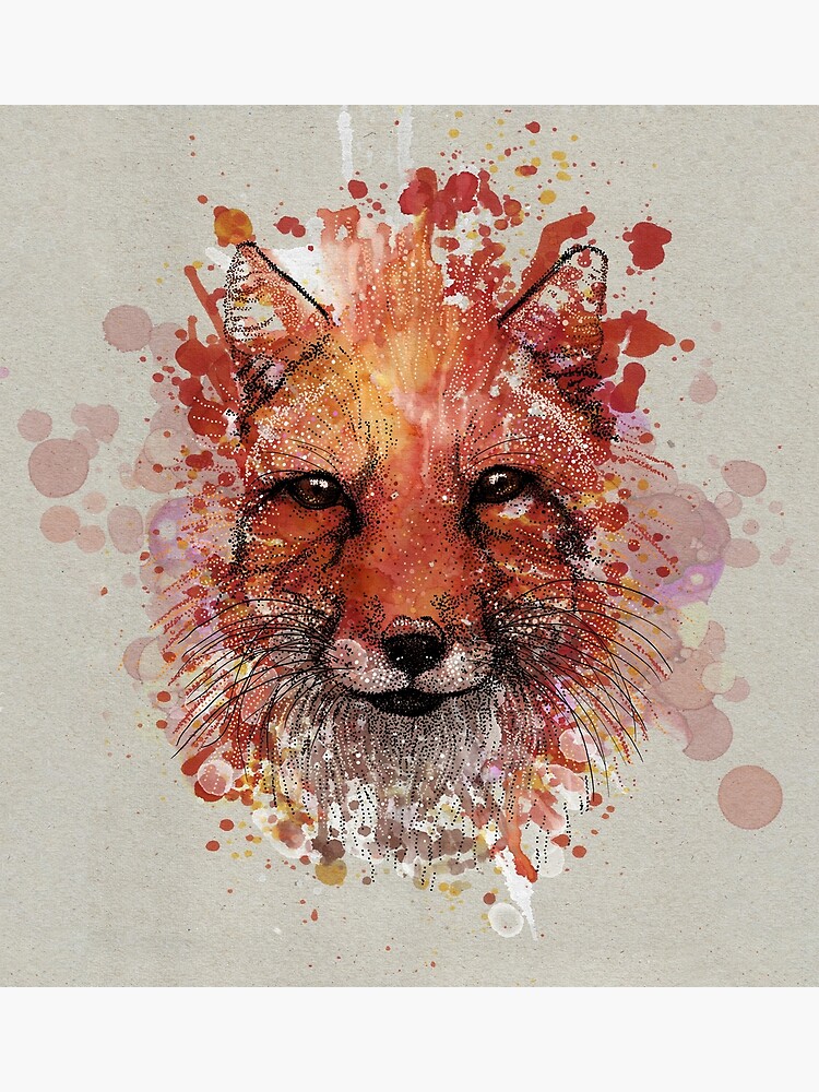 "'Inky Fox Portrait' - Alcohol Ink and Pointillism Fox" Poster by ...