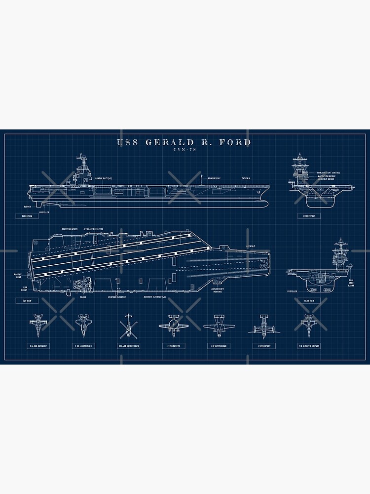"USS Gerald R. Ford (Navy Blueprint)" Photographic Print for Sale by ...