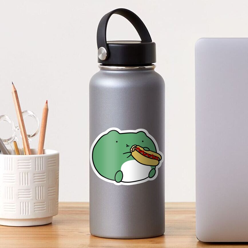 "Frog Eating Hotdog" Sticker for Sale by SaradaBoru | Redbubble
