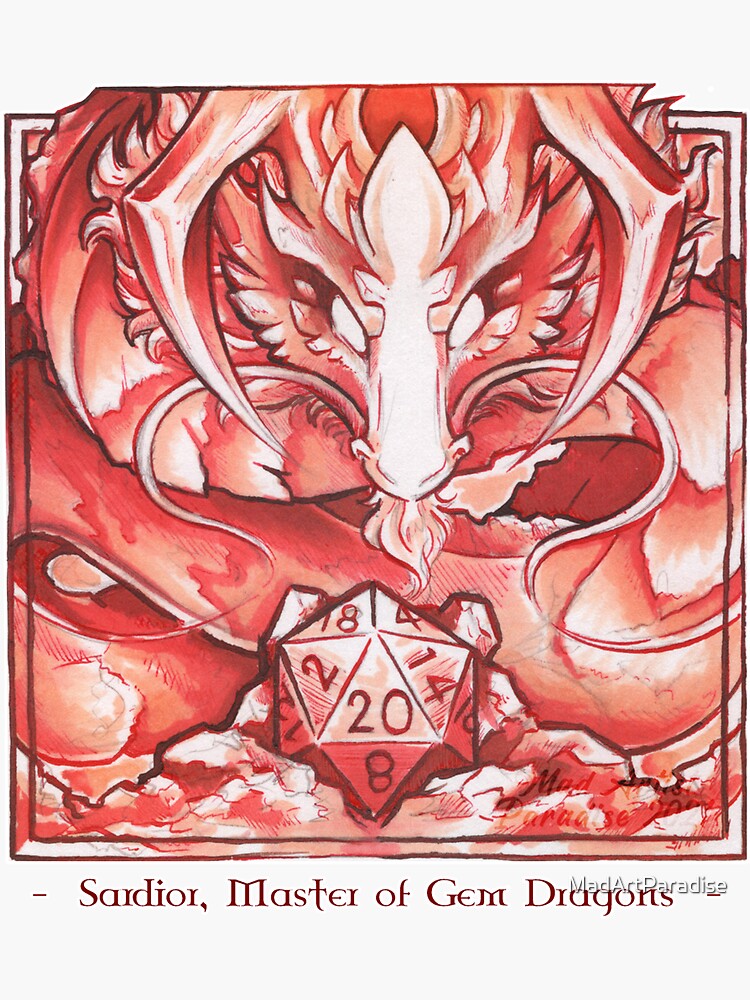 "Dice Dragons: Sardior, Master Gem Dragon with D20" Sticker for Sale by ...