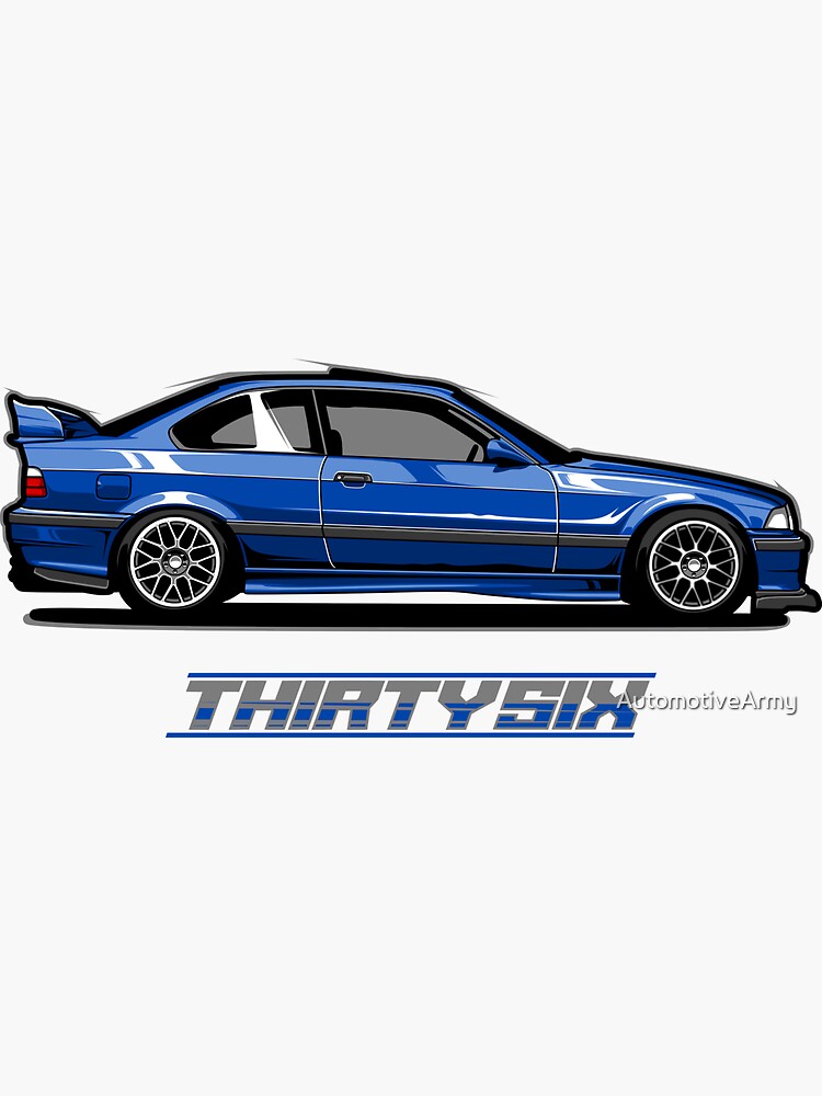 "E36 Side Profile" Sticker by AutomotiveArmy | Redbubble