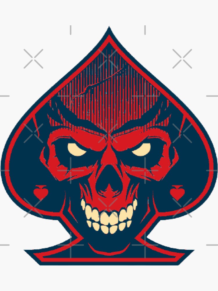"Ace Skull Red Ace Of Spades Skull " Sticker for Sale by Zoo-Moo ...