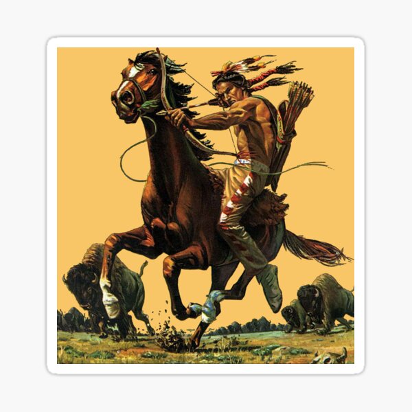 "Sioux Horseman Rider Native American Indian Tribe #1477" Sticker by ...