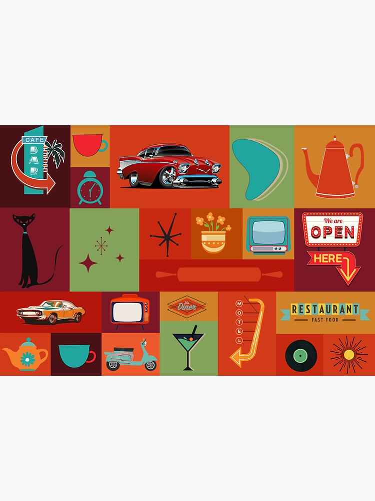 "MCM Styled Poster Art" Sticker by LisWilliams | Redbubble