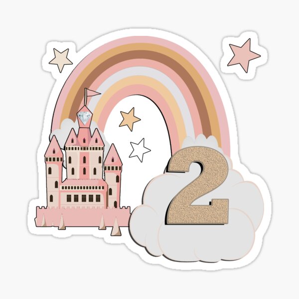 "Princess 2 Year Old Birthday Boho Rainbow " Sticker by tamdevo1 ...