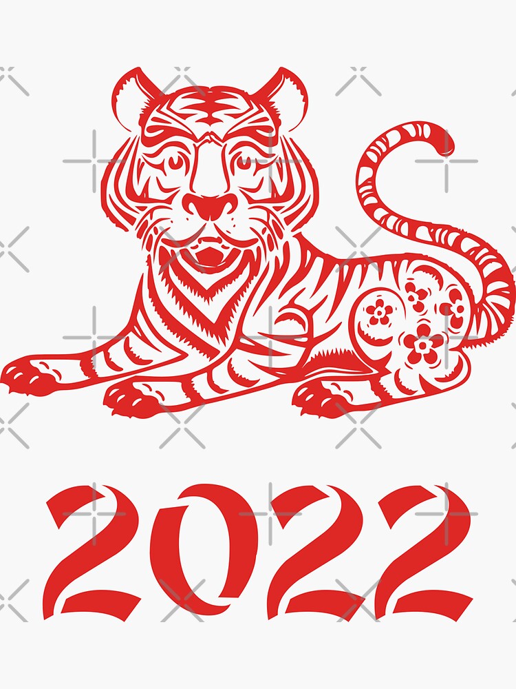 "Chinese red tiger for new year 2022" Sticker for Sale by Byfab | Redbubble