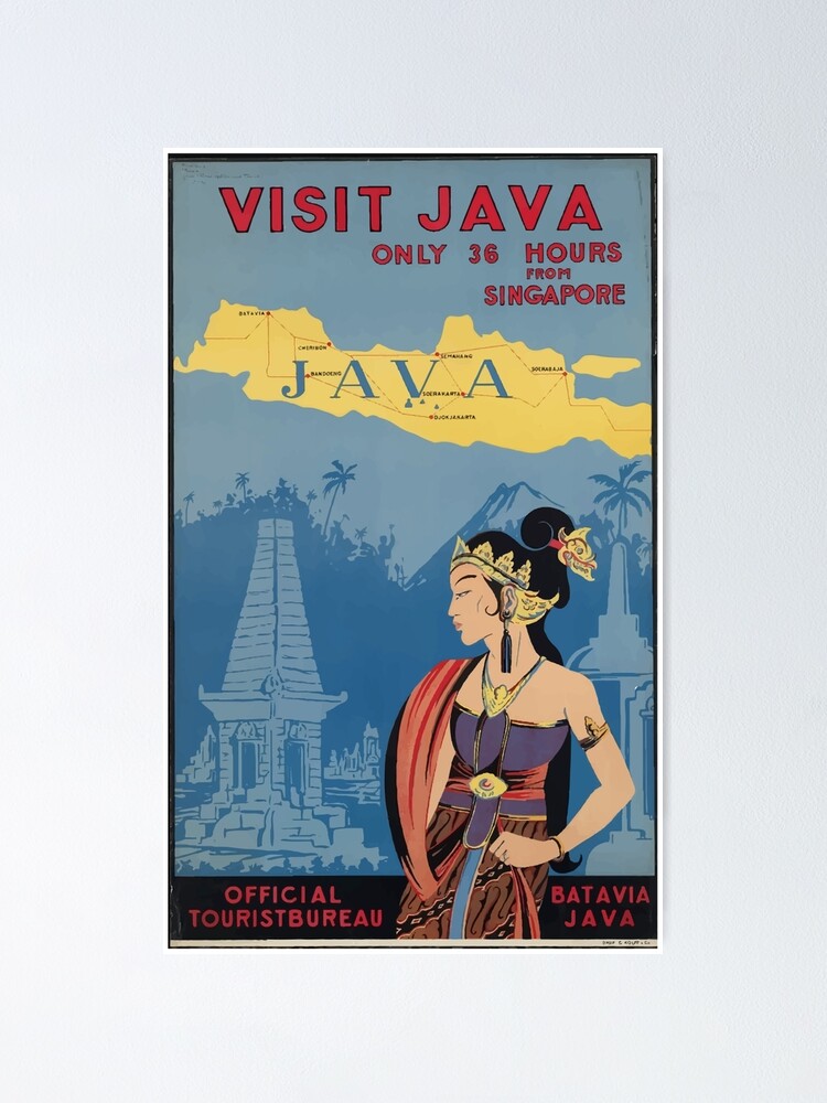 Poster « Java Indonésie Voyage Rétro Vintage Vacances D'été Jakarta ...