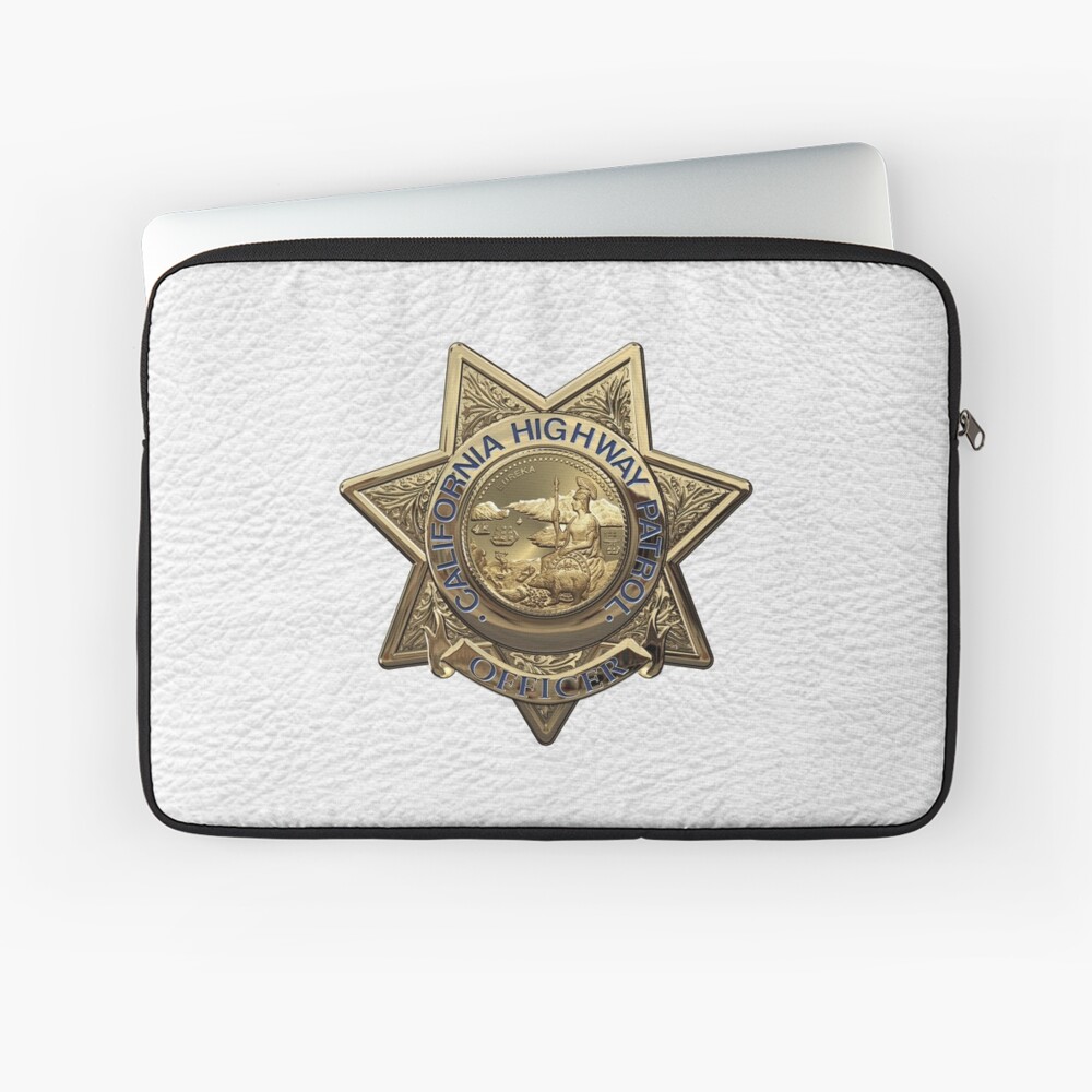 "California Highway Patrol - CHP Police Officer Badge over White Leather" Laptop Sleeve for Sale ...