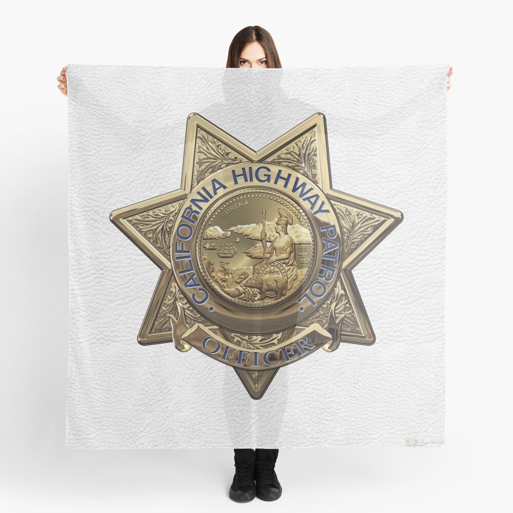 "California Highway Patrol - CHP Police Officer Badge over White Leather" Scarf for Sale by ...