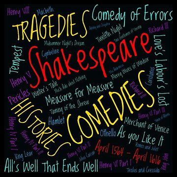 "William Shakespeare The Bard - Plays - Comedy Tragedy History" Sticker ...