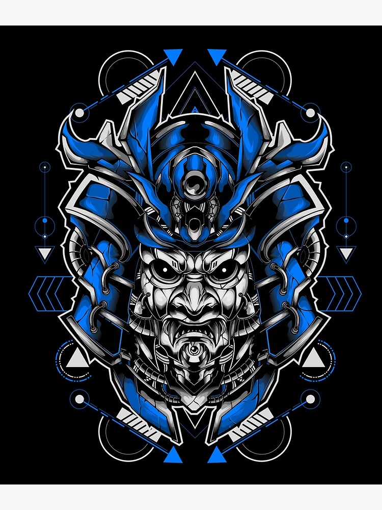 "Mecha Demon: Blue Samurai Kabuto" Poster for Sale by Th3-Muma | Redbubble