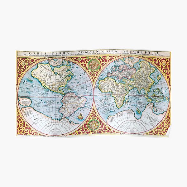 "World Map Print by Gerhard Mercator, 1637." Poster for Sale by ...
