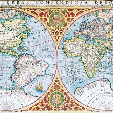 "World Map Print by Gerhard Mercator, 1637." Sticker for Sale by ...