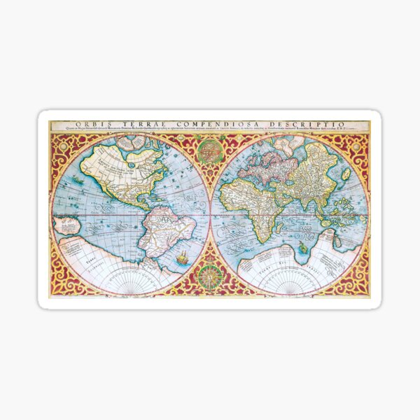 "World Map Print by Gerhard Mercator, 1637." Sticker for Sale by ...