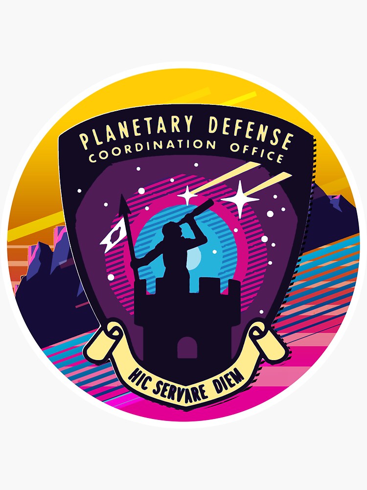 "Vaporwave Sunset Planetary Defense Coordination Office" Sticker for ...