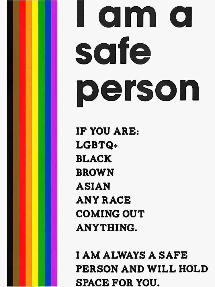 "Womens I am a Safe Person LGBTQ Ally Safe Space Pride Rainbow Flag V ...