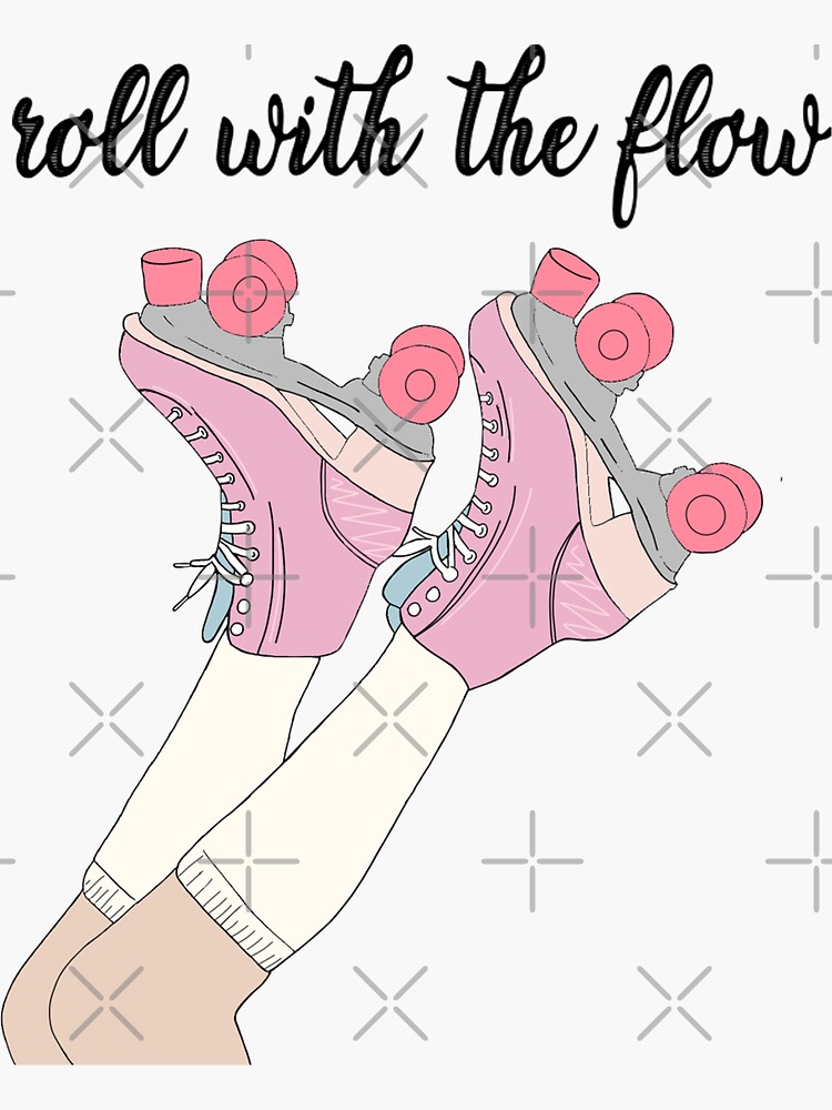 "roll with the flow (quad skating)" Sticker by agusta- | Redbubble