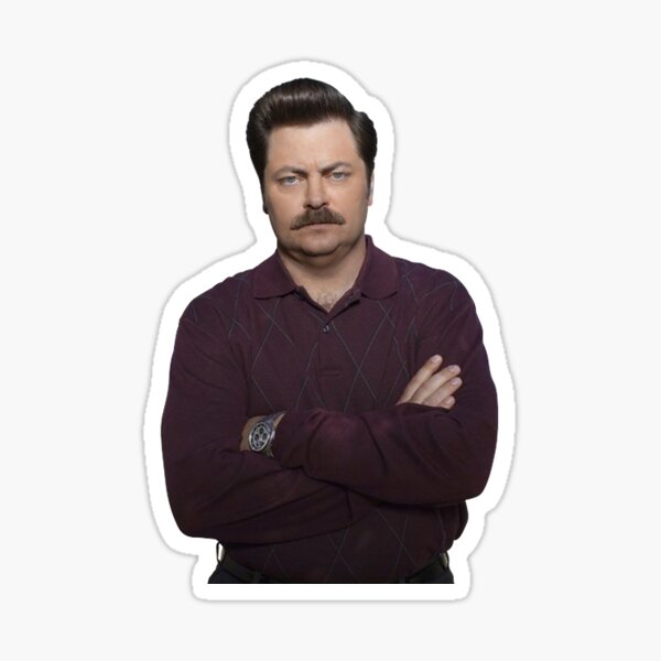 "Ron Swanson Sticker" Sticker for Sale by Kateauh | Redbubble